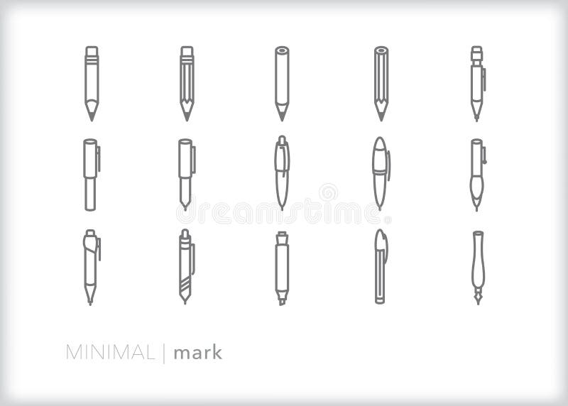 Mark Icons of Pens, Pencils and Highlighters for Education and Work ...