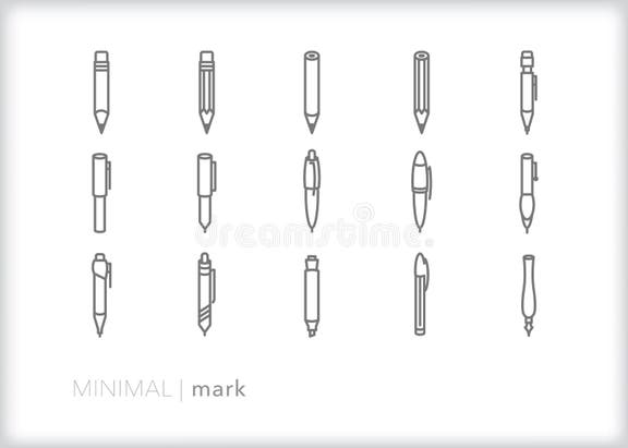 Mark Icons of Pens, Pencils and Highlighters for Education and Work ...