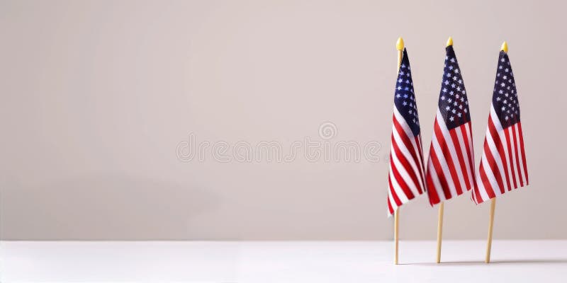 Minimal Memorial Day Decoration with a Cluster of American Flags Stock ...