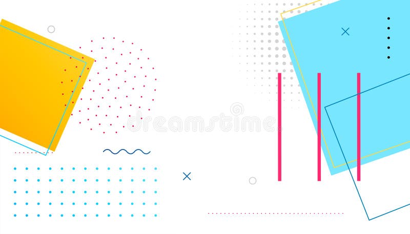 Minimal Memphis Pattern Decorative Banner with Abstract Figure Design ...