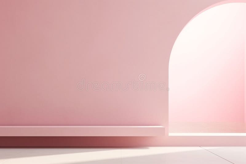 Minimal Model Empty Pink Room with Light from Windows. Stock ...