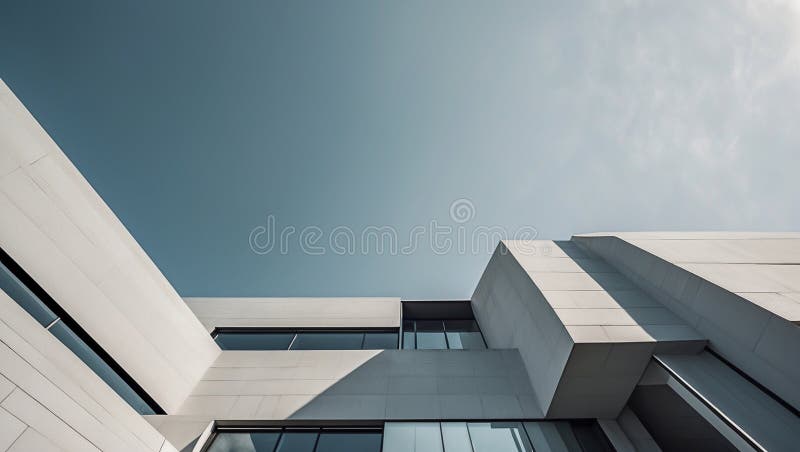 Minimal Modern Building Exterior with Sharp Angles Stock Illustration ...