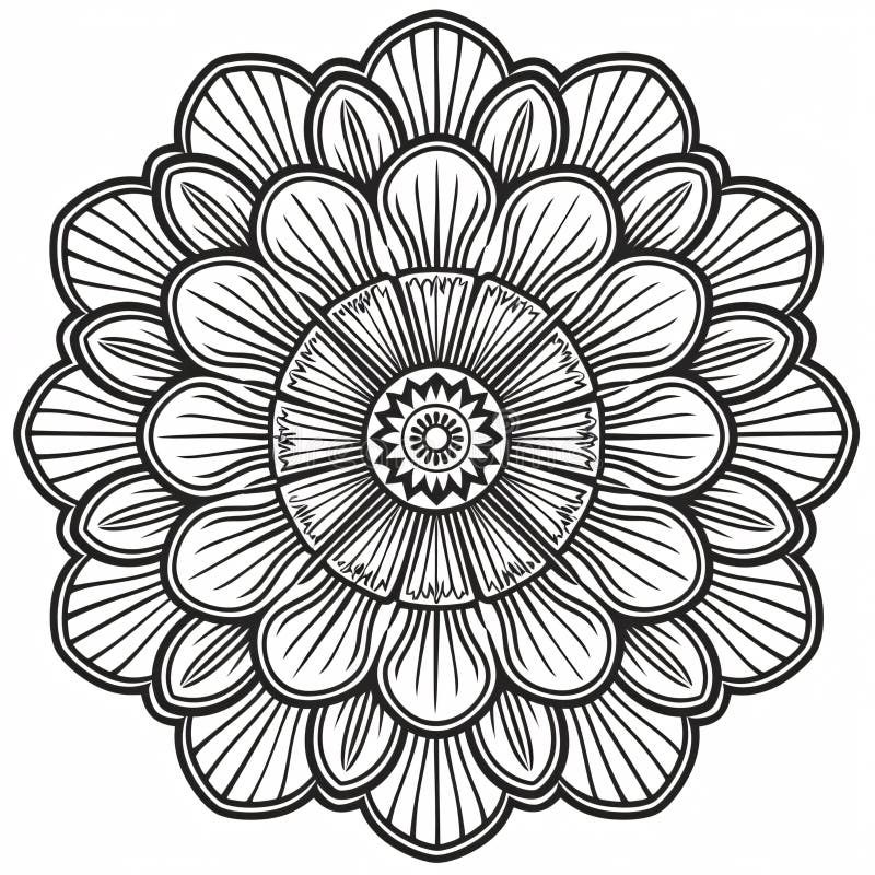 Minimal Modern Mandala Pattern, Clean Monochrome Line Art Circular ...