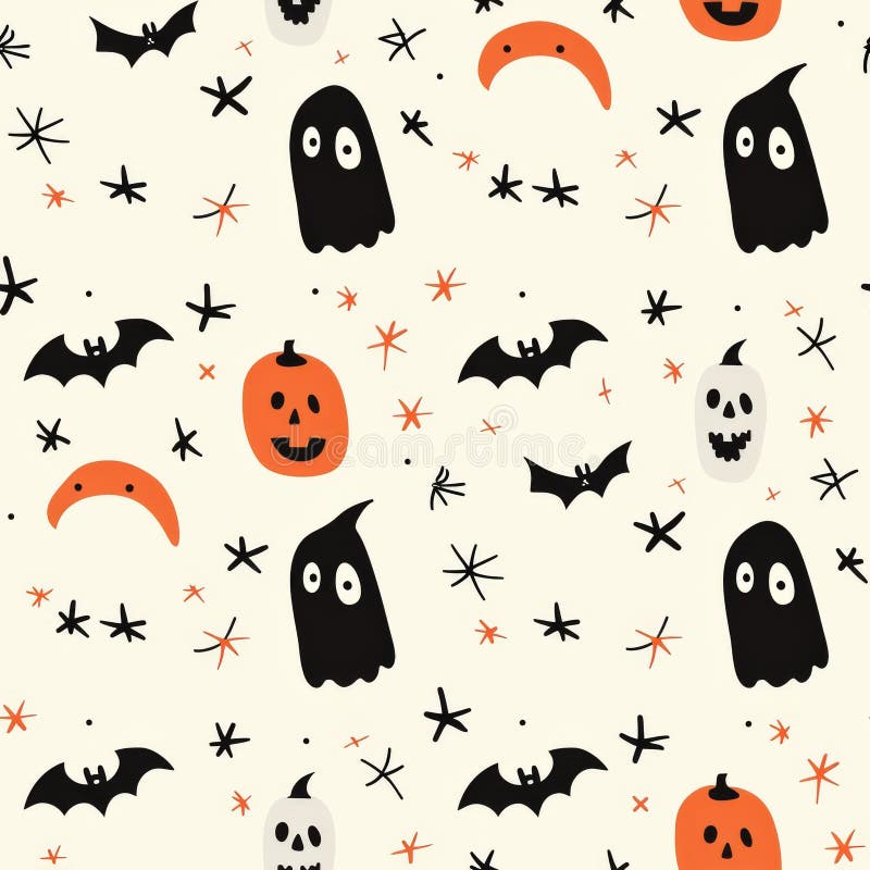 Minimal, Modern and Simple Halloween Repeat Pattern Stock Illustration - Illustration of ...