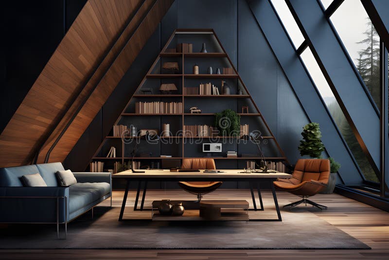 Minimal Modern Study Room with Desktop Computer on the Table with Book ...