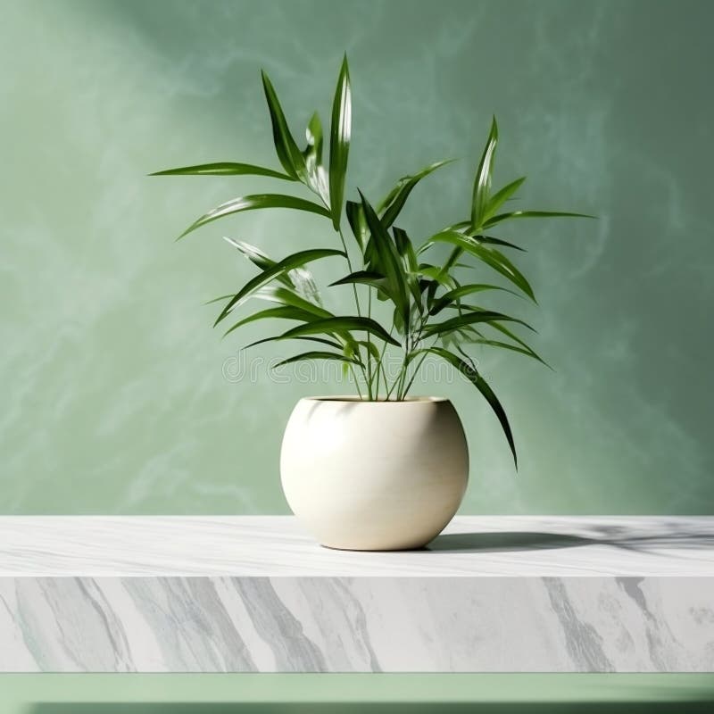 Minimal Modern White Marble Stone Counter Table with Tropical Vibes ...