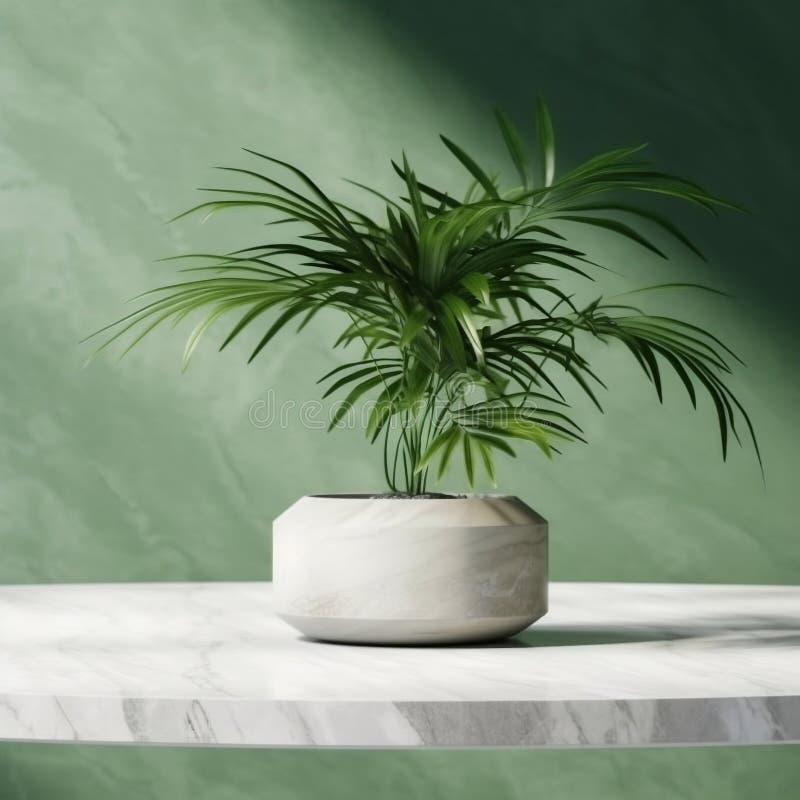 Minimal Modern White Marble Stone Counter Table with Tropical Vibes ...