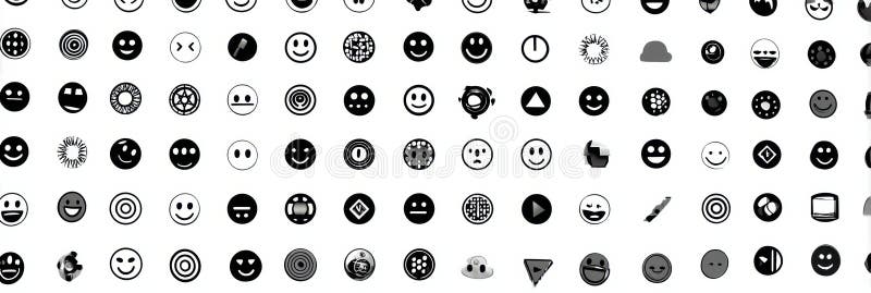 Minimal Monochrome Emoji Sticker Grid Featuring Soft Center Design with ...