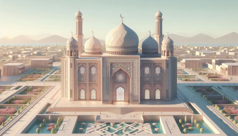 Minimal Mosque with Geometric Patterns and Ornate Windows Stock ...
