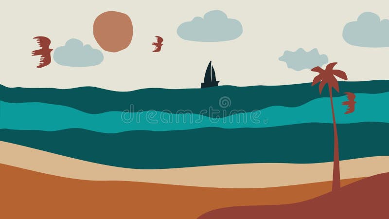 Minimal Mountain Land Space Illustration Loop Background Stock Footage ...