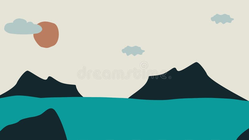 Minimal Mountain Land Space Illustration Loop Background Stock Footage ...