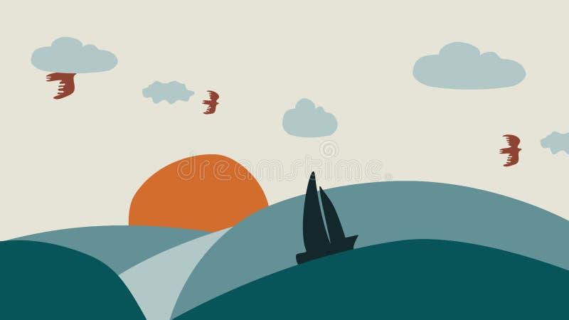 Minimal Mountain Land Space Illustration Loop Background Stock Footage ...