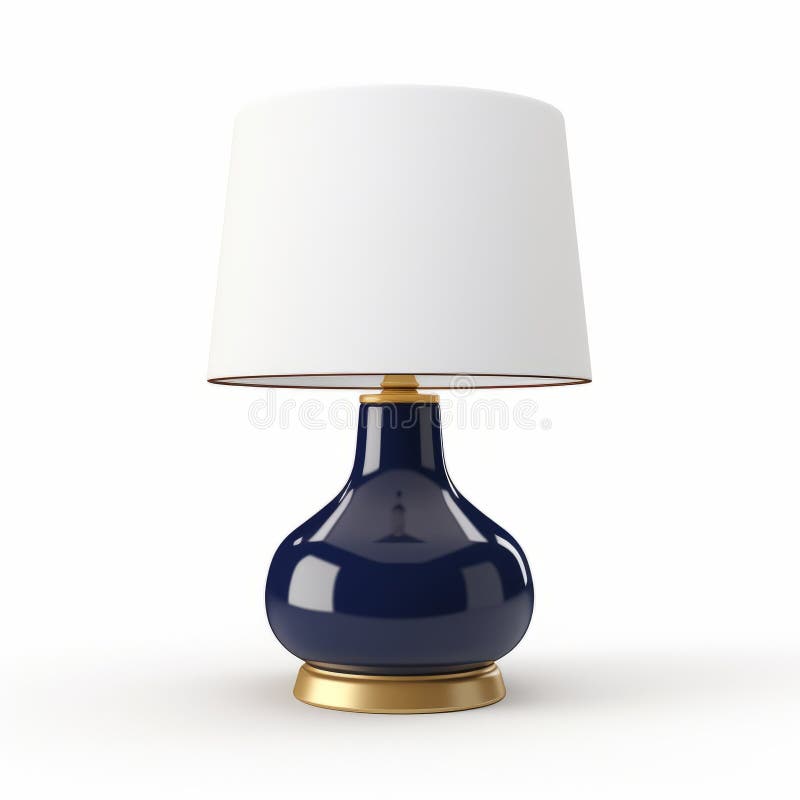 Minimal Navy Table Lamp with Blue Shade - Realistic Rendering Stock ...