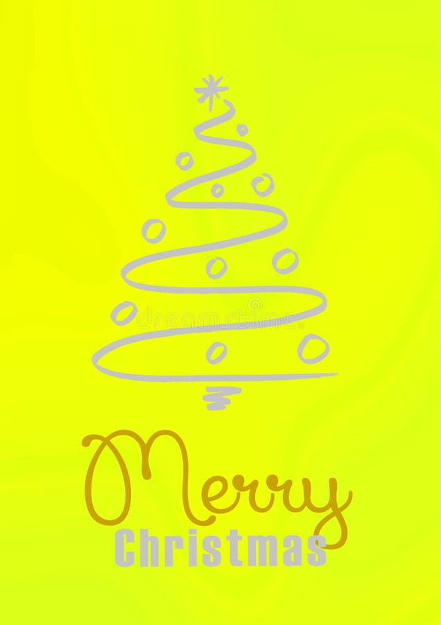 Minimal Neon Yellow Christmas Postcard with Freehand Christmas Tree ...