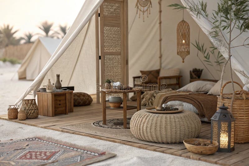 Minimal Nomadic Style Interior Stock Illustration - Illustration of ...