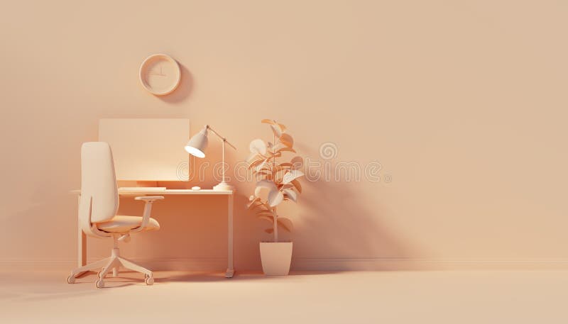 Minimal Office Table Desk. 3d Render Stock Illustration - Illustration ...