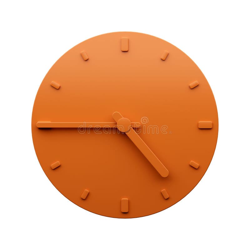 Minimal Orange Clock Isolated on a White Background Stock Illustration ...