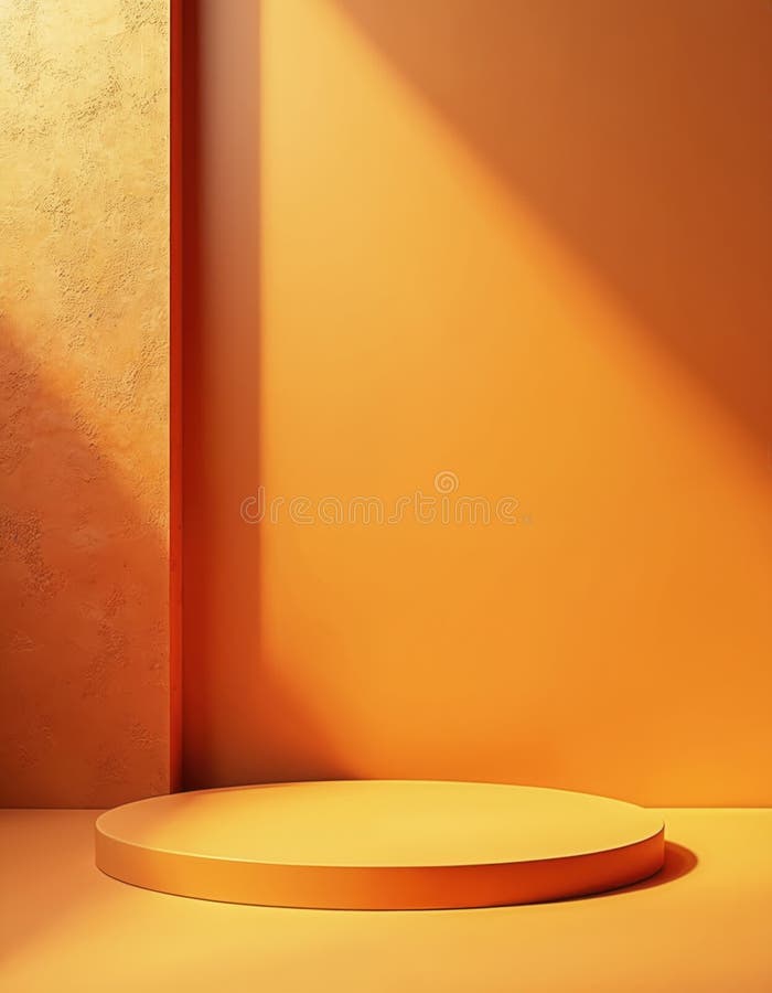 Minimal Orange Studio Background for Product Display. Round Podium ...
