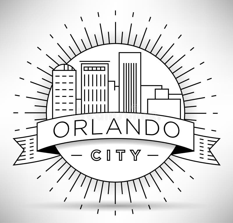 Minimal Orlando Linear City Skyline with Typographic Design Stock ...