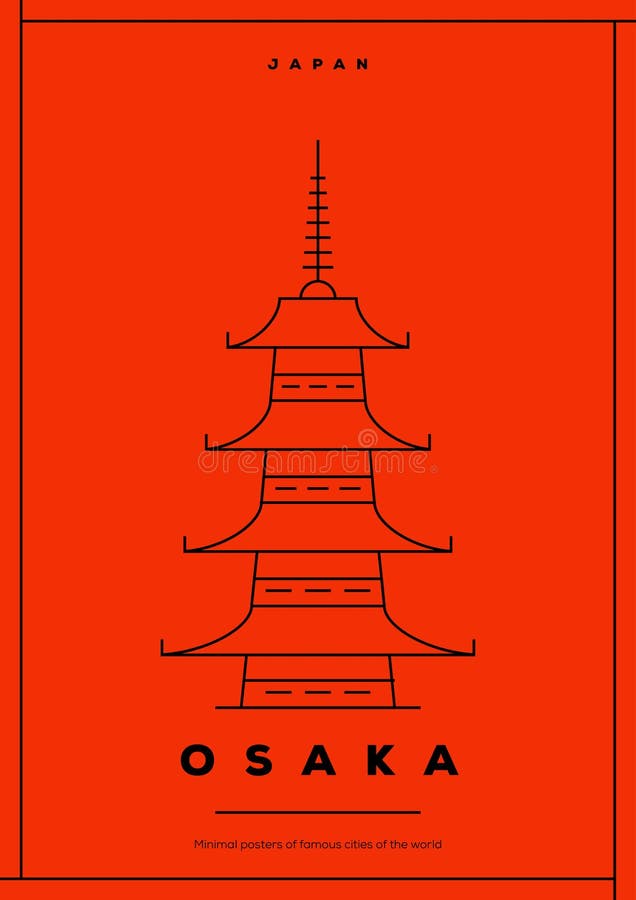Minimal Osaka City Poster Design Stock Vector - Illustration of osaka ...