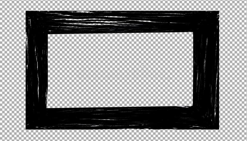A Minimal Painted Rectangular Black Frame on a Transparent Background ...