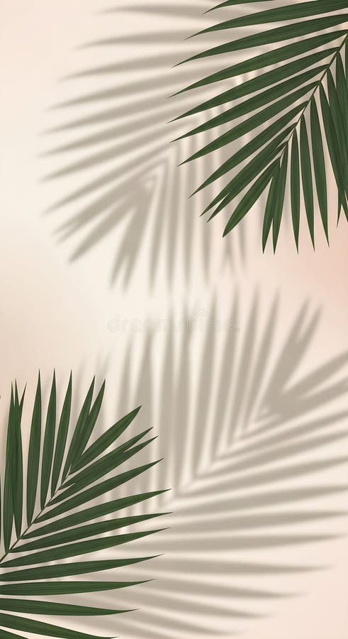Minimal Palm Leaf Composition with Soft Shadows on Beige Background ...