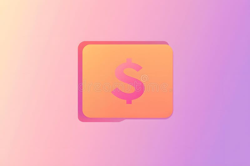 Minimal Paper Money Symbol, Modern Flat Icon, Gradient Background with ...