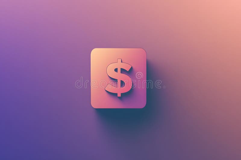 Minimal Paper Money Symbol, Modern Flat Icon, Gradient Background with ...