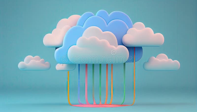 Minimal Pastel Color Cloud Computing Concept Background Copy Space 3d ...