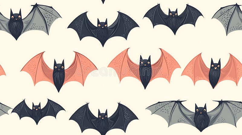 Minimal Pastel Colored Bats Pattern Design Stock Illustration ...
