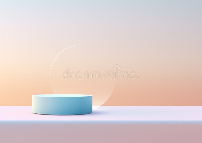 Minimal Pastel Gradient Backdrop with 3d Light Blue Cylindrical Podium ...