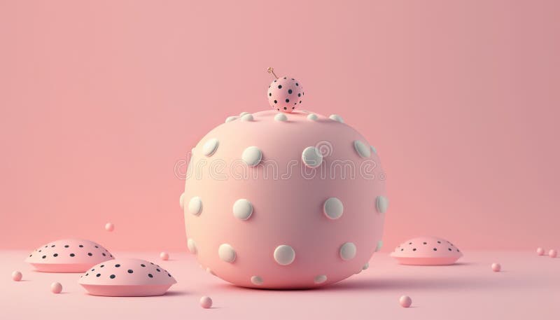 Minimal Pastel Pink Background with Cute Objects Stock Illustration ...