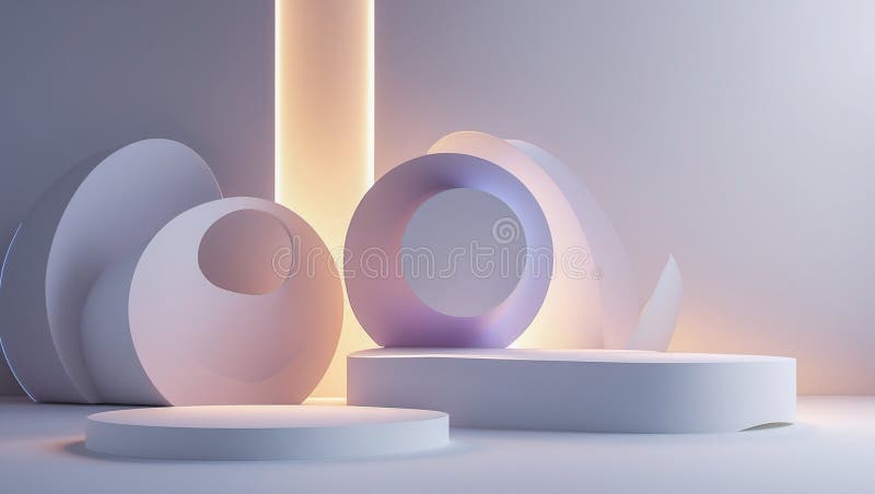 Minimal Pastel Stage with Abstract Circular Forms Stock Illustration ...