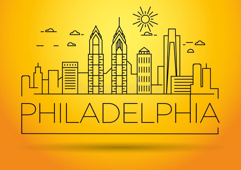 Minimal Philadelphia Linear City Skyline with Typographic Design Stock ...