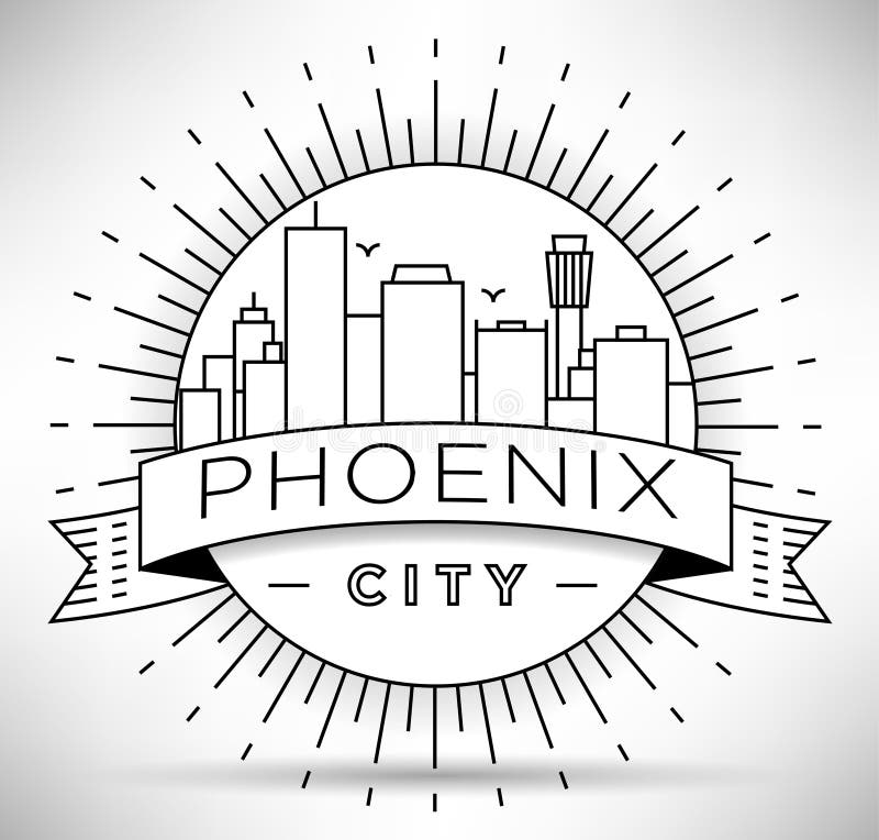 Minimal Phoenix City Linear Skyline with Typographic Design Stock ...
