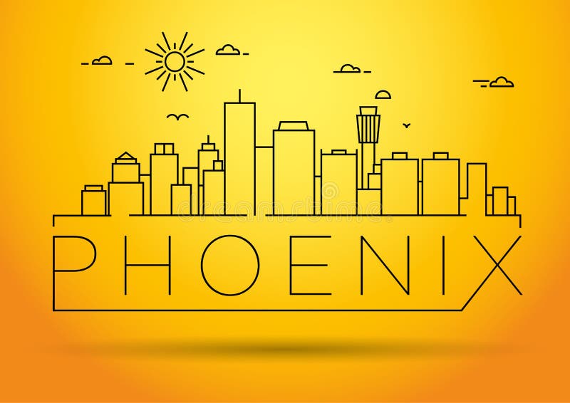 Minimal Phoenix City Linear Skyline with Typographic Design Stock ...