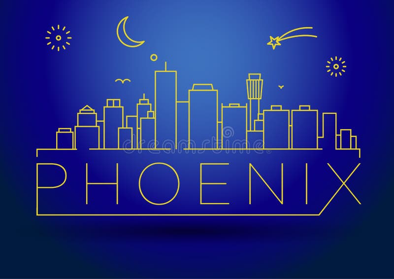 Minimal Phoenix City Linear Skyline with Typographic Design Stock ...