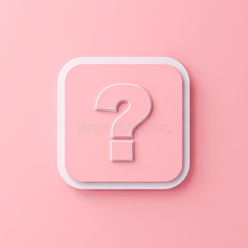 Minimal Pink Pastel Color Question Mark Sign on Round Square Frame on ...