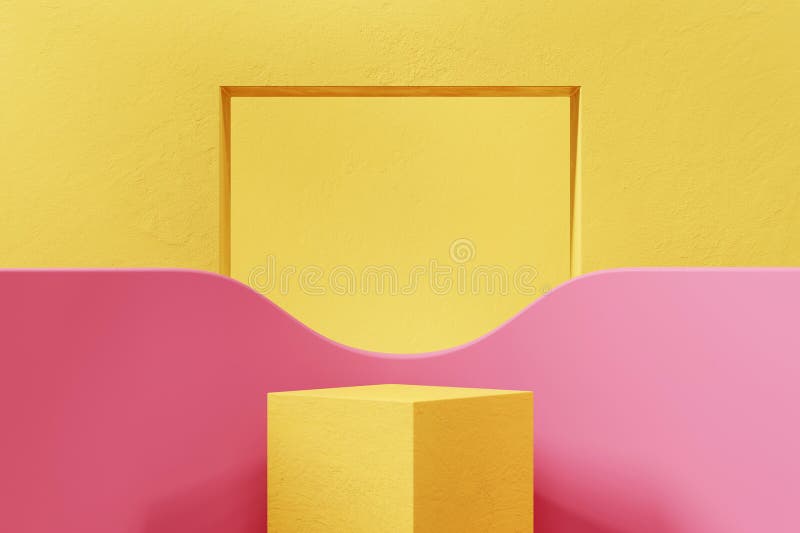 Minimal Pink and Yellow Podium Platform for Product Display Advertising ...
