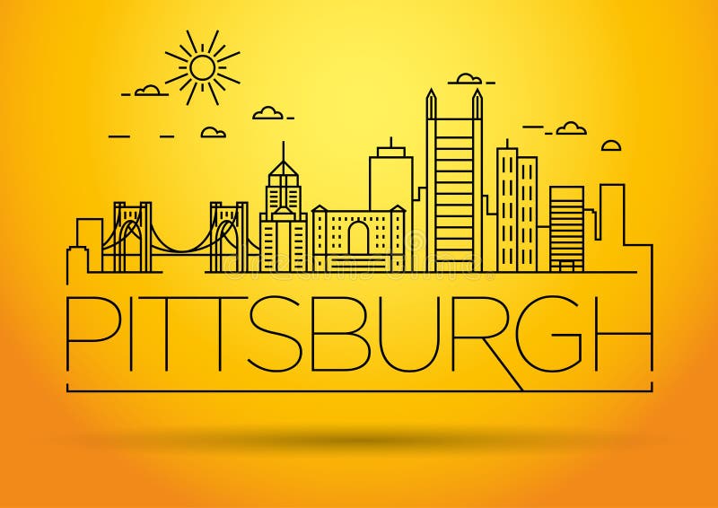 Minimal Pittsburgh Linear City Skyline with Typographic Design Stock ...