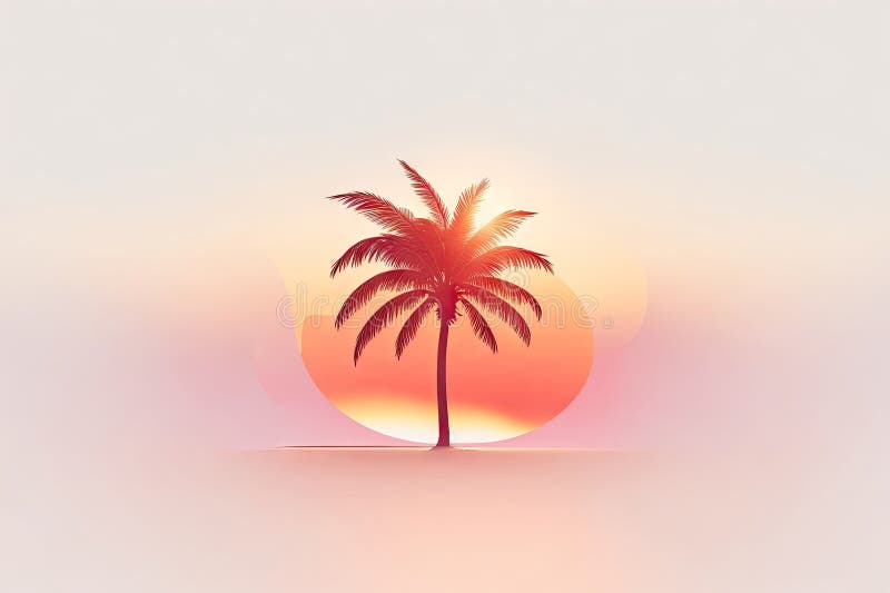 A Minimal Playful Logo Design a Beach Sunset. Ai Generative Stock ...