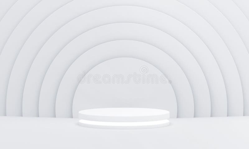 Minimal Podium with Light on White Circles Pattern Background. Empty ...