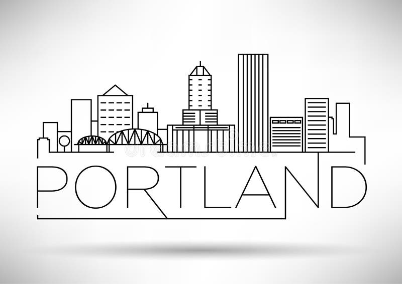 Minimal Portland Linear City Skyline with Typographic Design Stock ...