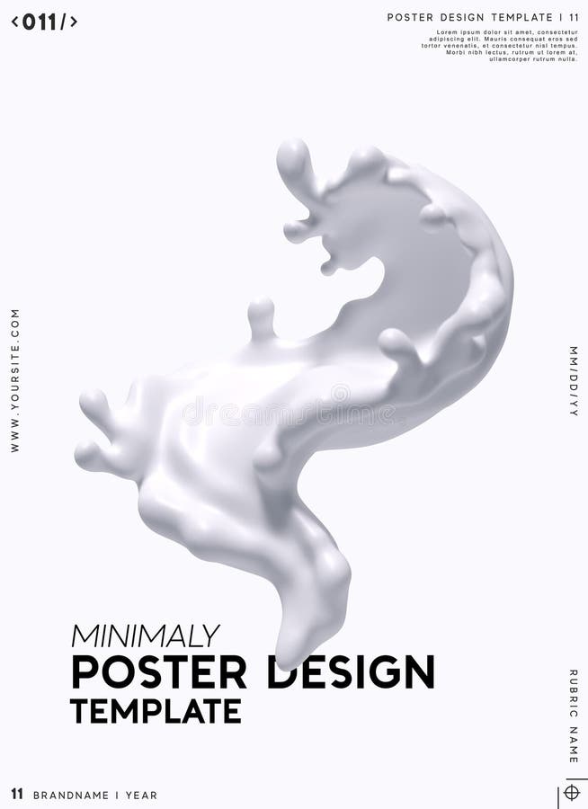 Minimal Poster Design Template with Dynamic Splashes of White Liquid ...