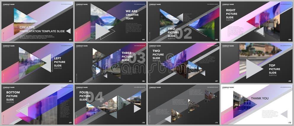 Minimal Presentations Design, Portfolio Vector Templates with Triangles ...