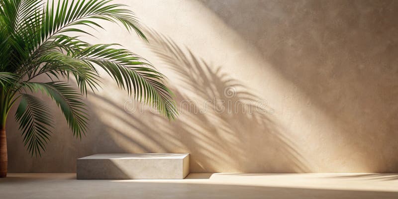 Minimal Product Placement Background with Palm Shadow Stock ...