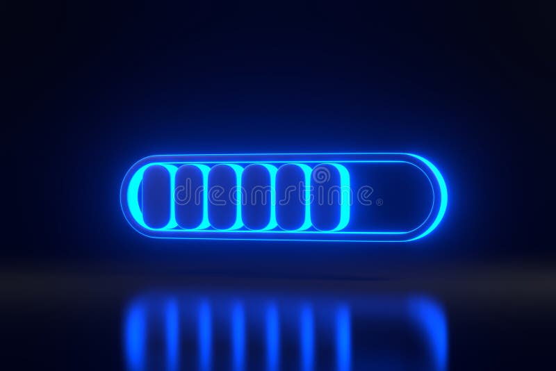 Minimal Progress Bar Part Symbol with Bright Glowing Futuristic Blue ...