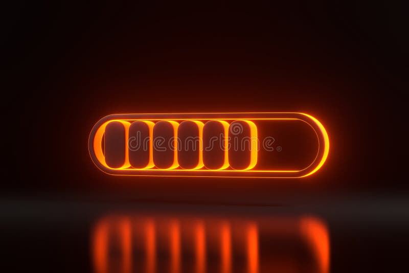Minimal Progress Bar Part Symbol with Bright Glowing Futuristic Orange ...