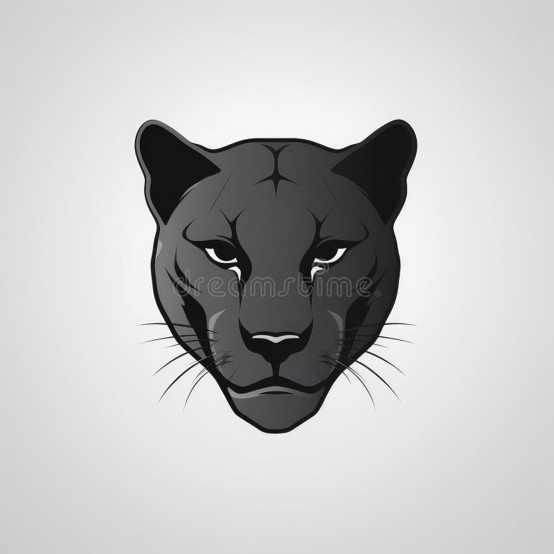 Minimal Puma Logo in Black and White Silhouette Stock Illustration ...