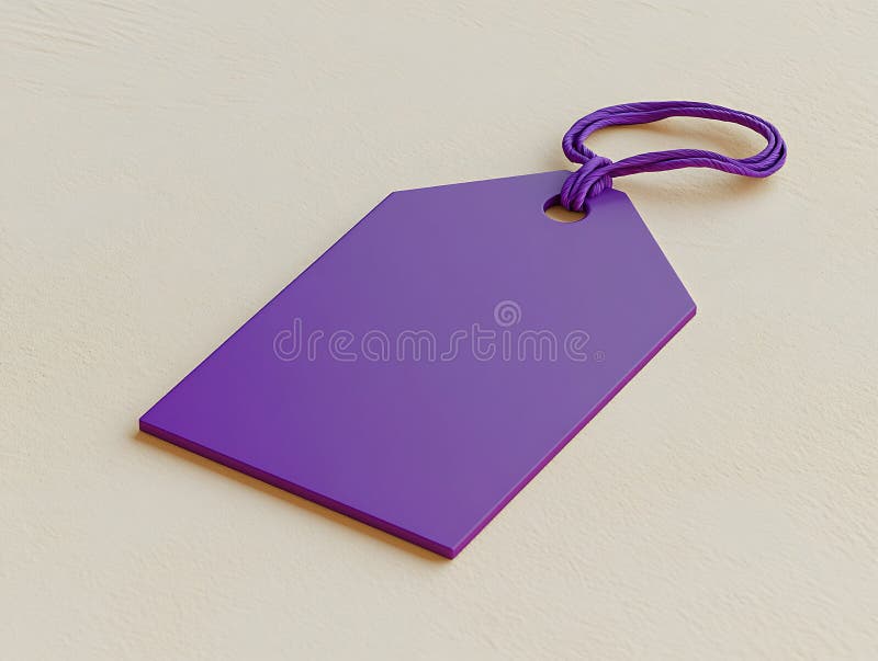 Minimal Purple Matte Tag Mockup Isolated on a Smooth Beige Stock ...